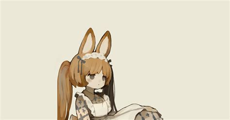 Girl Animal Ears Maid 青い陶器のカフェラテ兎さん Pixiv
