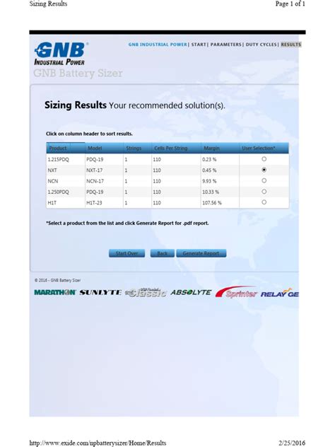 Gnb Calculator C Sizing Results Pdf