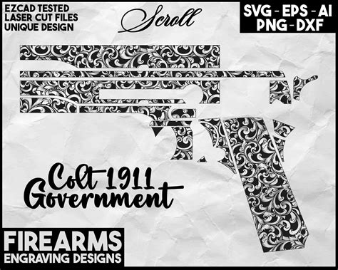 Colt 1911 Government Scroll Work Pattern Design Work Laser Engraving Design Scroll Design Scroll