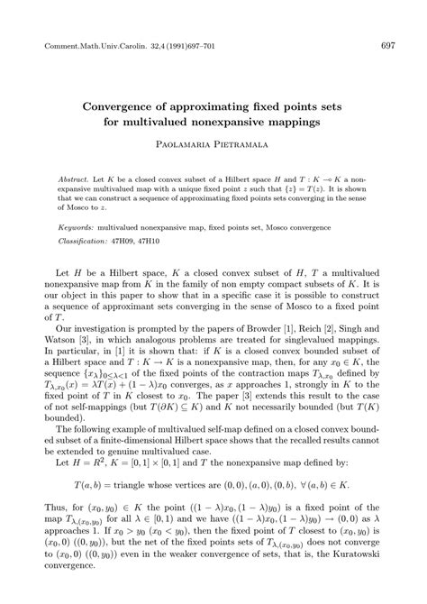 Pdf Convergence Of Approximating Fixed Point Sets For Multivalued