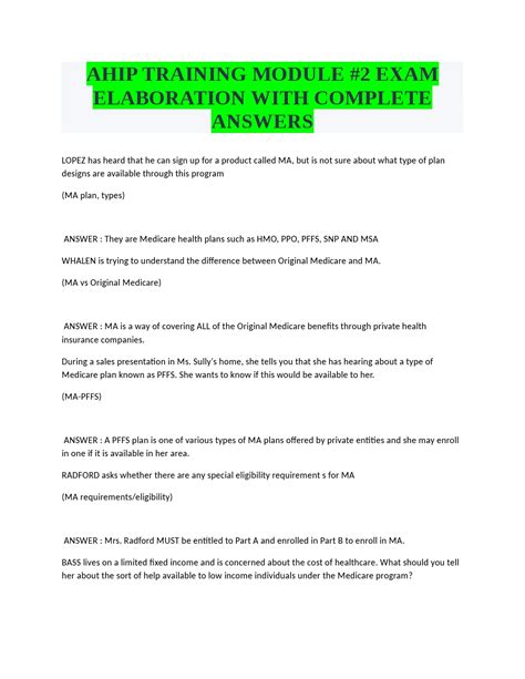 Ahip Training Module 2 Exam Elaboration With Complete Answers