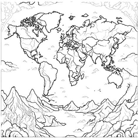 Download Outline Map Of The World For Coloring Coloring Pages Online