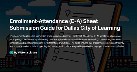 Enrollment Attendance E A Sheet Submission Guide For Dallas City Of