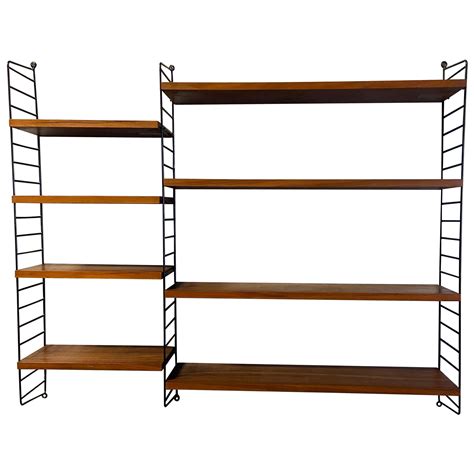 Mid Century Modern Wall Unit By Nisse Strinning String Teak Shelving