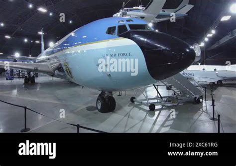 2021 Drone Shot Inside Wright Patterson Afb Museum Of The Historic Boeing 707 Airliner That