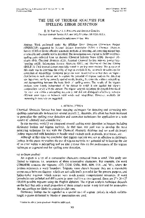 Pdf The Use Of Trigram Analysis For Spelling Error Detection