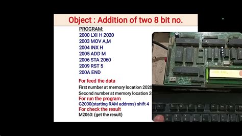 Microprocessor Practical 01 Using Trainer Kit Addition Of Two 8 Bit No