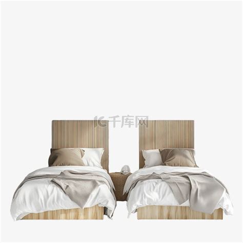 有两张床和盆栽的现代卧室素材图片免费下载 千库网