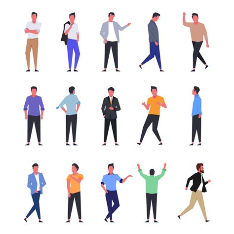 Man Flat Character Design Set 2274294 Vector Art At Vecteezy