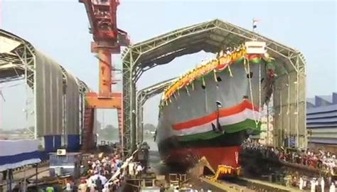Indian Navys Stealth Frigate Ins Himgiri Launched At Garden Reach
