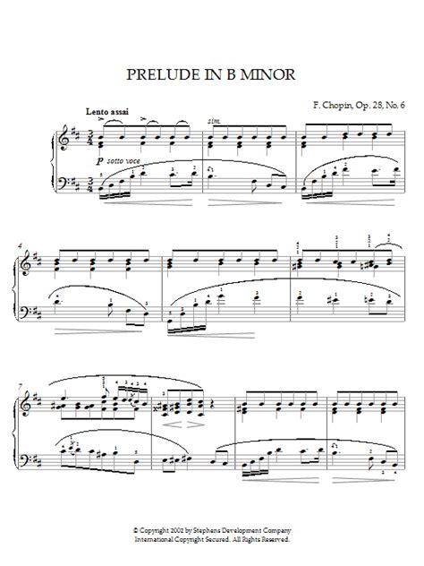Frederic Chopin Prelude In B Minor Op 28 No 6 Sheet Music Notes