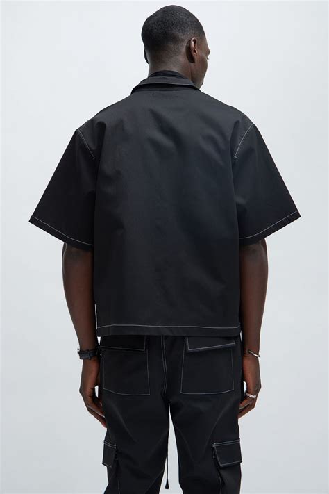 Curtis Contrast Stitch Shirt Black Fashion Nova Mens Shirts
