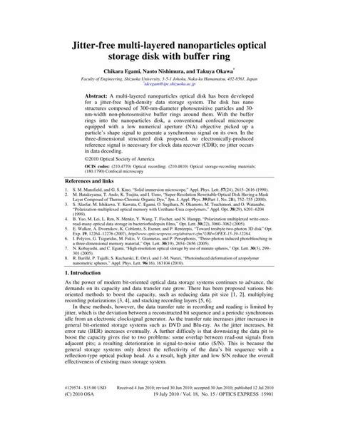 Pdf Jitter Free Multi Layered Nanoparticles Optical Storage Disk With