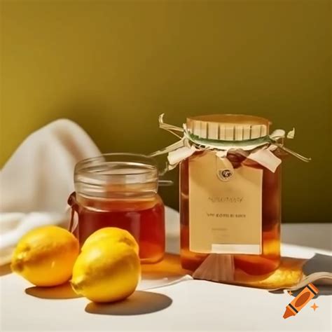 Honey Jar Beside Fresh Lemons On Craiyon