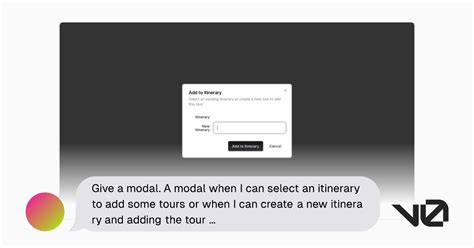 give a modal a modal when i can select an itinerary to add some tours