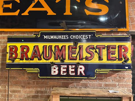1930s Enamel And Neon Braumeister Beer Sign For Sale At 1stdibs Beer
