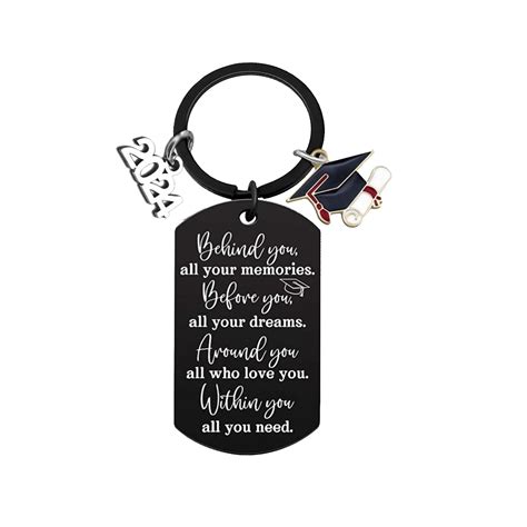 Eudgs 2024 Graduation Season Stainless Steel Inspirational Keychain For