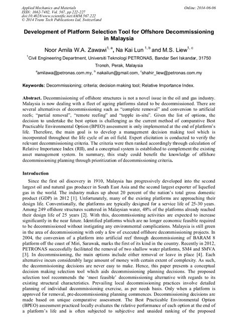 Development Of Platform Selection Tool For Offshore Decommissioning In