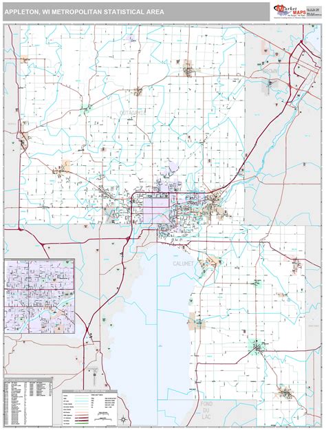 Appleton Wi Metro Area Wall Map Premium Style By Marketmaps
