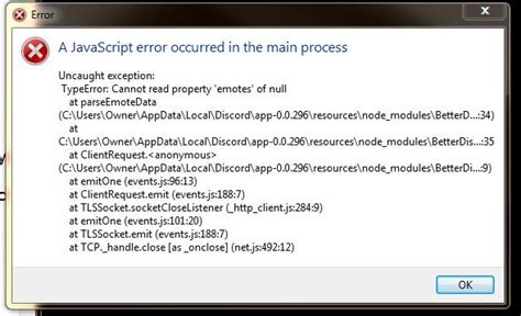 Getting A Javascript Error On Discord Update