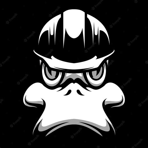 Premium Vector Duck Safety Helmet Black And White Mascot Design