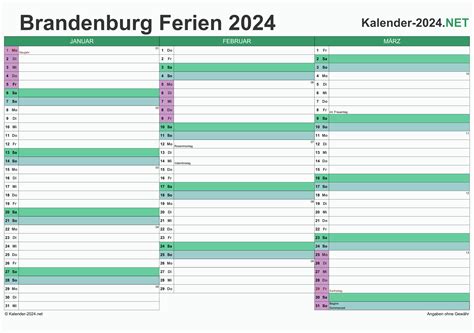 Ferien Brandenburg Ferienkalender Bersicht
