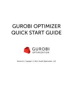 Gurobi Optimizer Quick Start Guide Gurobi Optimizer Quick Start Guide Pdf PDF PRO