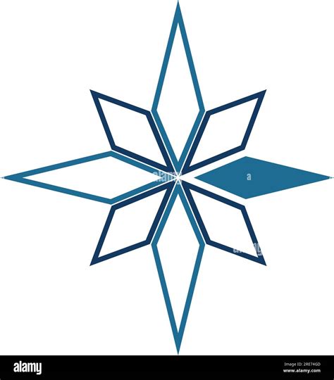 A Compass Rose In Outline With A Direction Point In Solid Stock Vector