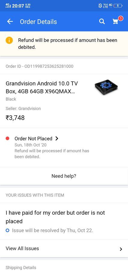 Resolved Flipkart — Order Status Pending Even After 4 Days And