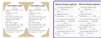 Counterclaim And Thesis Sentence Frame Anchor Chart Glue In By Ms Boiledegg