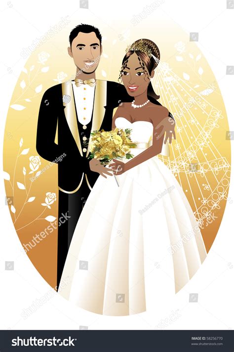 Raster Version Illustration A Beautiful Bride And Groom On Their