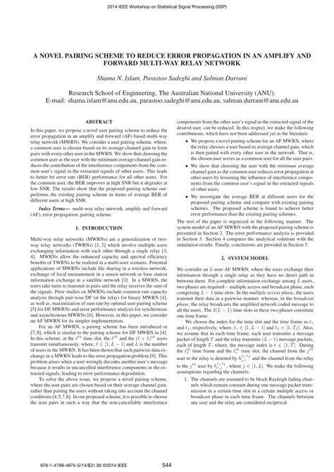Pdf A Novel Pairing Scheme To Reduce Error Propagation In An Amplify