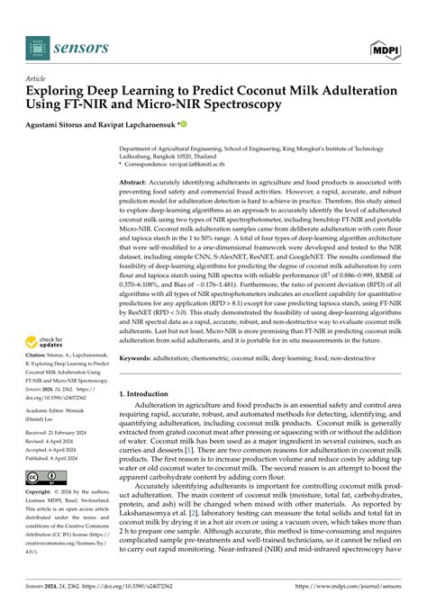 Pdf Exploring Deep Learning To Predict Coconut Milk Adulteration