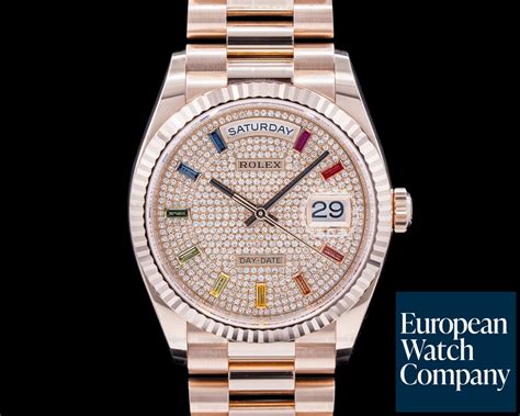 Rolex Day Date President MM RAINBOW K Rose Gold European Watch Co