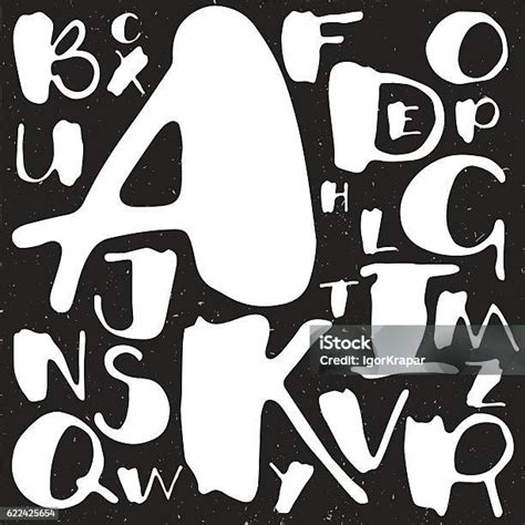알파벳 만화 낙서 검은 색에 흰색 문자를 낙서 아트 레터링 세트 붓에 대한 스톡 벡터 아트 및 기타 이미지 붓 개체 그룹 그래피티 Istock
