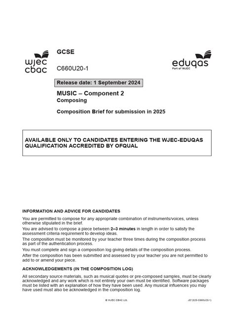 Gcse Year 11 Composition Briefs 2025 Pdf