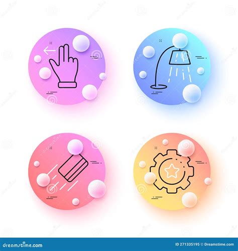 Touchscreen Gesture Settings Gear And Credit Card Minimal Line Icons For Web Application
