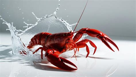 Red Crayfish Natural Beauty Of Aquatic Flora Stock Illustration