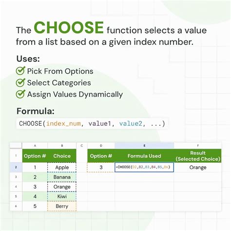 Data Choose Function In Excel Formula Chooseindexnum Value1