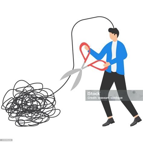 바쁜 일이나 유해한 환경에서 스트레스 제거 더 나은 정신 건강을 위한 행동 변화 일과 삶의 균형 개념 지저분하게 얽힌 줄을