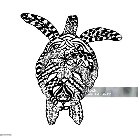 Zentangle 양식화된 거북이 스케치 For 문신 또는 티셔츠 2015년에 대한 스톡 벡터 아트 및 기타 이미지 2015