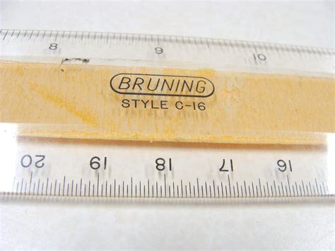 18 Clear Bruning Drafting Machine Scale Style C 16 Full 1 2 Size To 1 16in Excellent Used