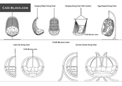 Swing Chairs Cad Blocks A Premium Furniture Set Swinging Chair Cad