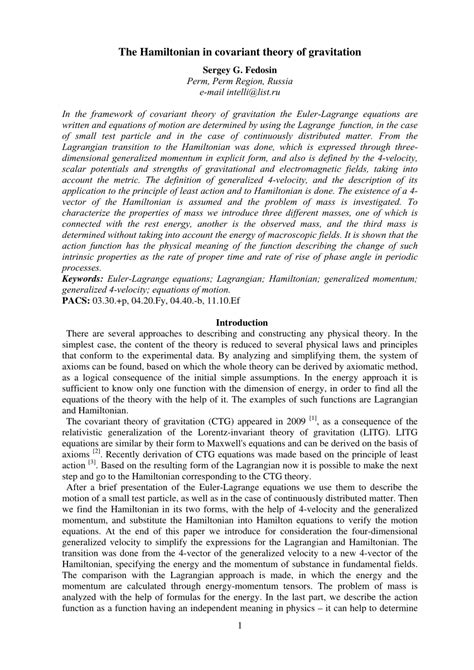 Pdf The Hamiltonian In Covariant Theory Of Gravitation