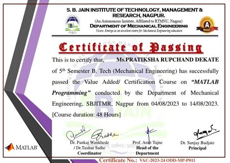 hello everyone i have successfully completed the matlab programming … pratiksha dekate