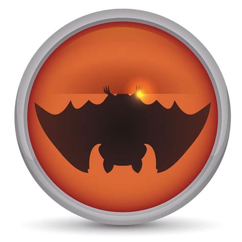 Premium Vector Orange Round Button With Silver Frame With Hanging Bat