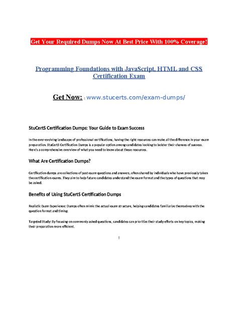 Programming Foundations With Java Script Html And Css Certification Exam Get Your Required