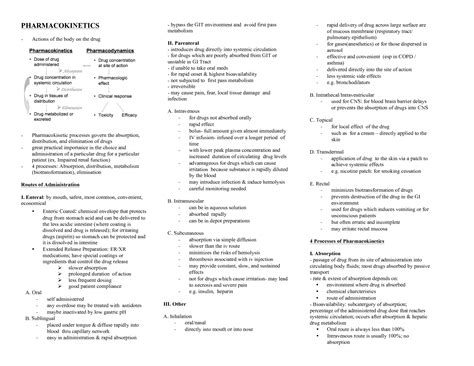 SOLUTION Medicine Pharmacokinetics Study Notes Studypool