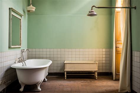 A Bathtub Inside A Bathroom Background Mirror Modern No People