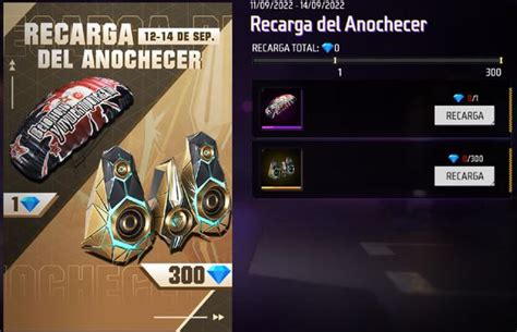 Free Fire cómo obtener los premios de Recarga del Anochecer con